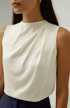 Lilysilk Sleeveless Minimalist Silk Top - White