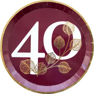 JOLLITY & CO 40th Birthday Or Anniversary Dinner Plates - Assorted Pre-pack