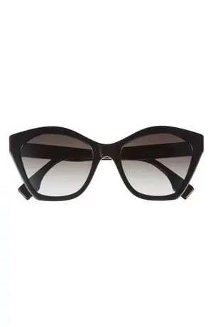 Fendi 52mm Square Sunglasses - Shiny Black / Gradient Brown