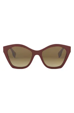 Fendi 52mm Square Sunglasses - Shiny Red / Gradient Brown