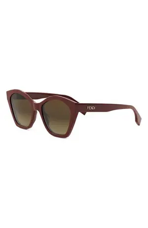 Fendi 52mm Square Sunglasses - Shiny Red / Gradient Brown