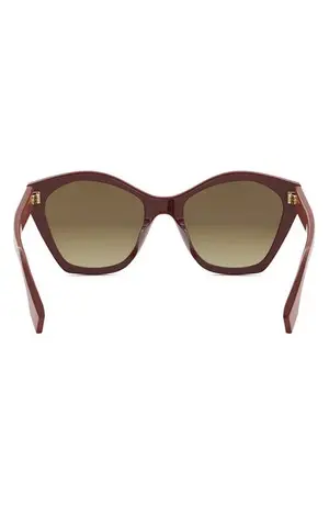 Fendi 52mm Square Sunglasses - Shiny Red / Gradient Brown