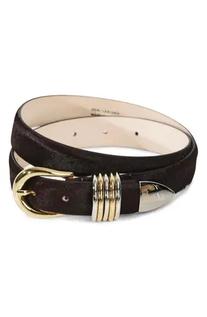 DEHANCHE Hollyhock Calf Hair Belt - Chocolate