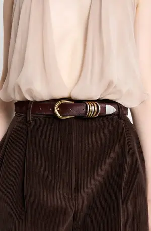 DEHANCHE Hollyhock Calf Hair Belt - Chocolate