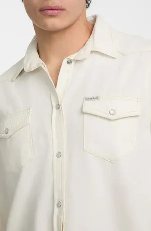 Guess Cotton Denim Snap-up Western Shirt