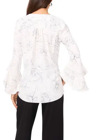 Vince Camuto Ruffle Sleeve Printed Top