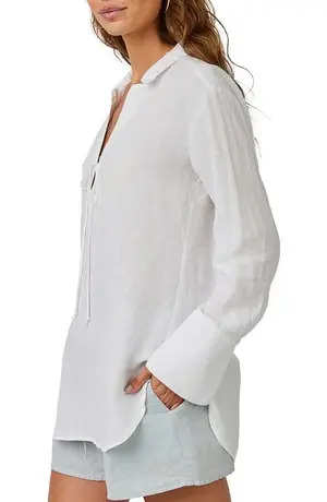 Bella Dahl Tie Neck Linen Tunic Top