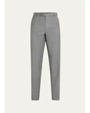 Brioni Wool Sharkskin Straight Leg Trousers
