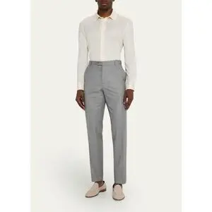 Brioni Wool Sharkskin Straight Leg Trousers