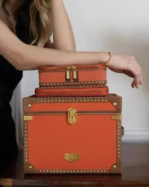 Wolf Ida Travel Zip Jewelry Case Orange
