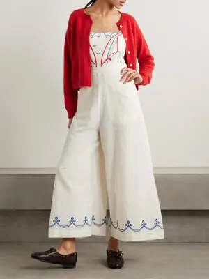 BODE Embroidered Cotton And Linen-blend Jumpsuit