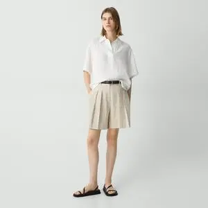 Theory Pleated Wide-leg Short - Straw