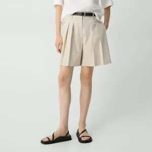Theory Pleated Wide-leg Short - Straw