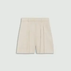 Theory Pleated Wide-leg Short - Straw