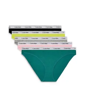 Calvin Klein Calvin Klein Bikini Pack Of 5 Black/grey Heather/buff Pink/lively Teal