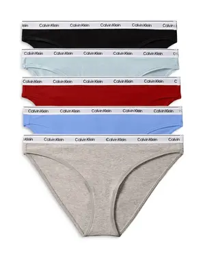 Calvin Klein Bikini Pack Of 5 - Black/grey Heather/sterling Blue/glacier