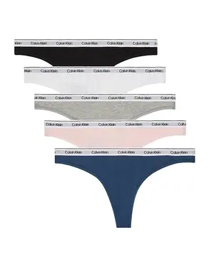 Calvin Klein Thongs, Pack Of 5 - Black/white/grey Heather/potpourri/dark