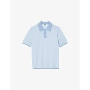 Sandro Cross Short-sleeve Knitted Polo Shirt S Bleus