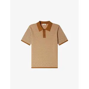 Sandro Cross Short-sleeve Knitted Polo Shirt - Camel