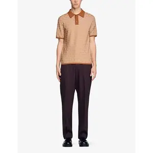 Sandro Cross Short-sleeve Knitted Polo Shirt - Camel
