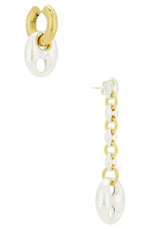 Timeless Pearly Mismatched Drop Earrings - Gold & Silver