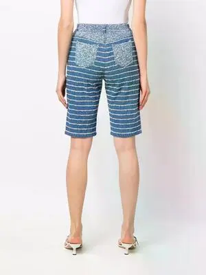 KRIZIA Frayed-stripe Bermuda Shorts
