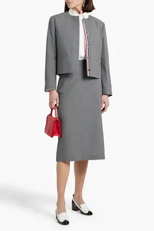 Thom Browne Wool-seersucker Midi Skirt