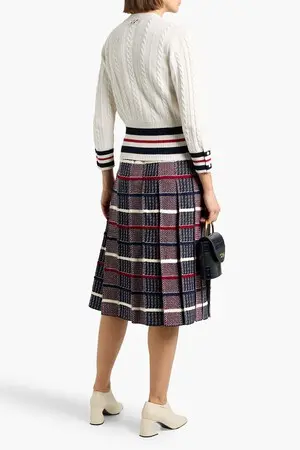 Thom Browne Striped Cable-knit Cashmere Cardigan - Ivory