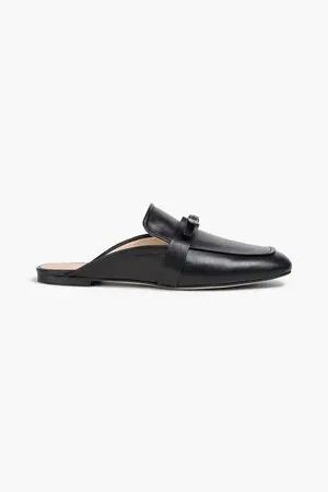 STUART WEITZMAN Emma Bow-detailed Leather Slippers