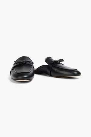 STUART WEITZMAN Emma Bow-detailed Leather Slippers