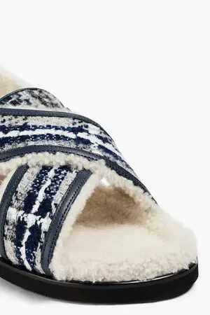 Thom Browne Shearling-lined Bouclé Slingback Sandals