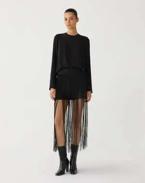 Veronica De Piante Allegra Fringe Wool Shorts - Black