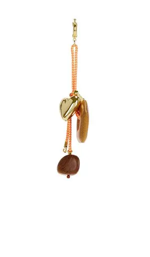 Timeless Pearly Wood & Gold Charms Rope Keychain