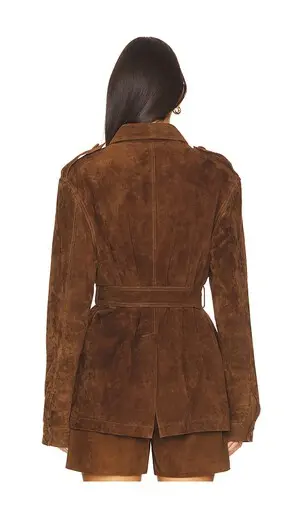 AEXAE Leather Suede Mid Jacket - Brown