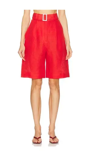 Matthew Bruch Pleated Bermuda Short - Red