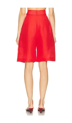 Matthew Bruch Pleated Bermuda Short - Red