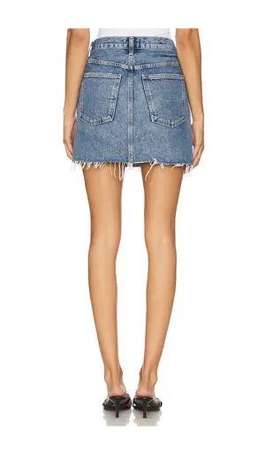 AGOLDE V-waist Mini Skirt With Frayed Hem - Blue