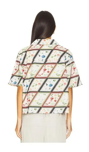 PRIVATE POLICY Cropped Camp Shirt With Beaded Cuffs