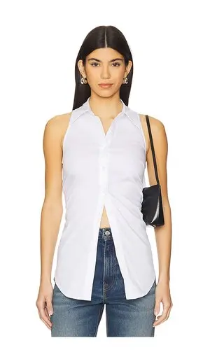 SIMONMILLER Loch Sleeveless Poplin Button-up Shirt - Macadamia