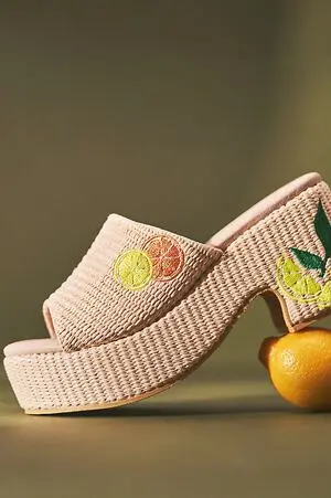 Matisse Embroidered Platform Heeled Sandals Multicolor