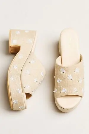 Matisse Embroidered Platform Heeled Sandals - Neutral Pattern