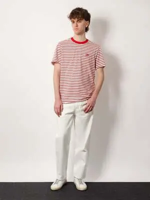 GOLDEN GOOSE Striped Cotton Tshirt With Logo