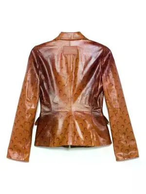 MARINE SERRE Moon-airbrushed Leather Jacket - Brown