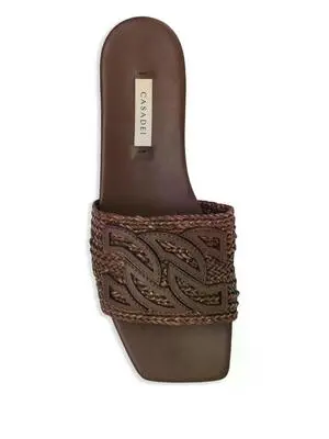 Casadei Portofino Raffia Slides