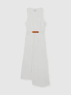 REISS Brianne Poplin Belted Midi Dress