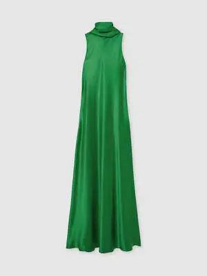 REISS Fae Petite Satin Maxi Dress - Green