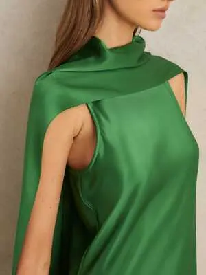 REISS Fae Petite Satin Maxi Dress - Green