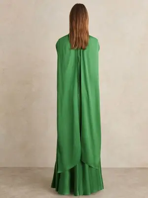 REISS Fae Petite Satin Maxi Dress - Green