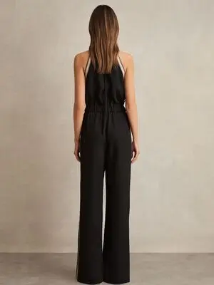 REISS Auden Halterneck Jumpsuit With Craft Stitch