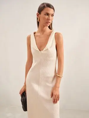 REISS Kiera Textured Midi Dress